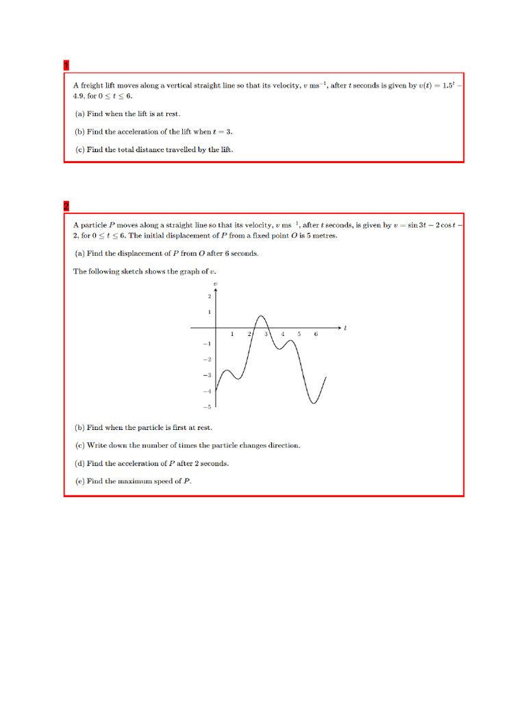Kinematics Aihl Ibdp Math | PDF