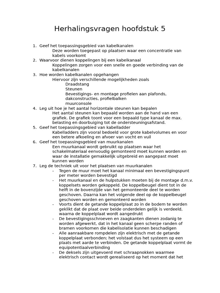 Herhalingsvragen Hoofdstuk 5 | PDF