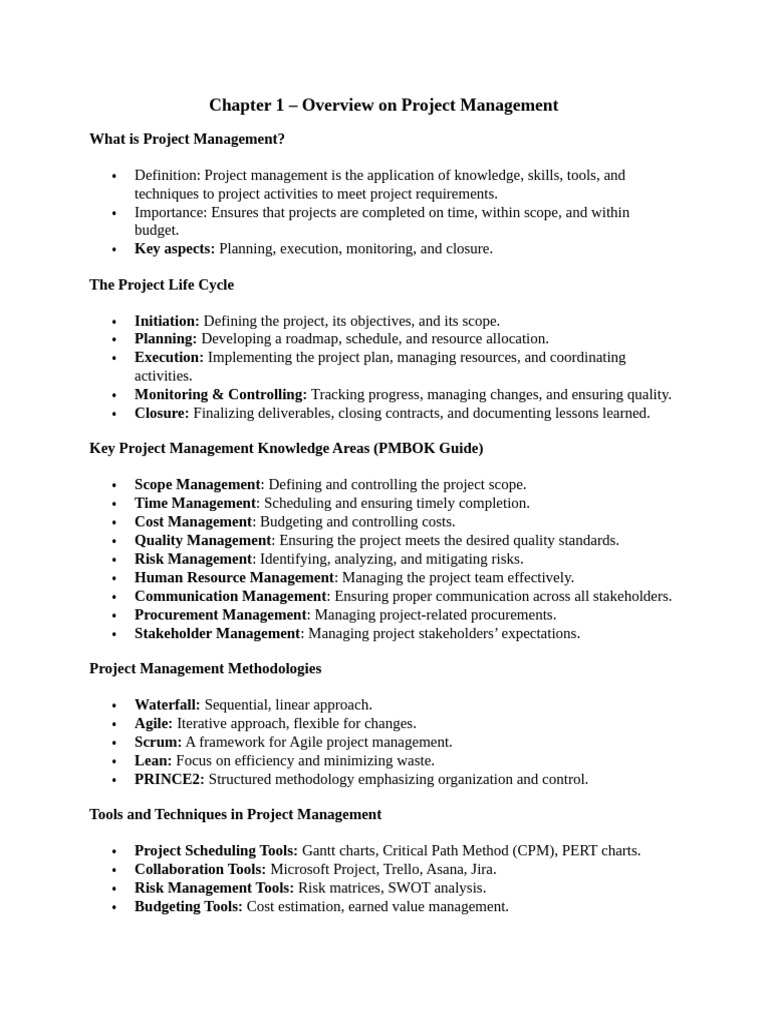 Compilation On Notes in Project Management | PDF | Project Management ...