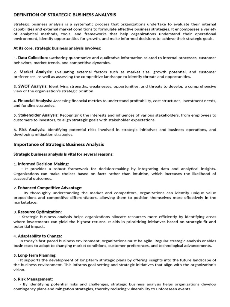 Strategic Business Analysis Explained | PDF | Strategic Management ...