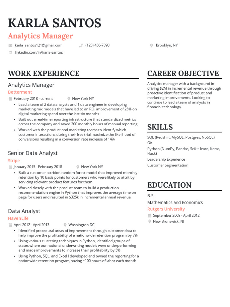 Management Resume Template Standout B | PDF | Analytics | Information ...