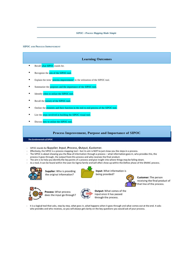 SIPOC Process Mapping Overview | PDF | Cognition | Cognitive Science