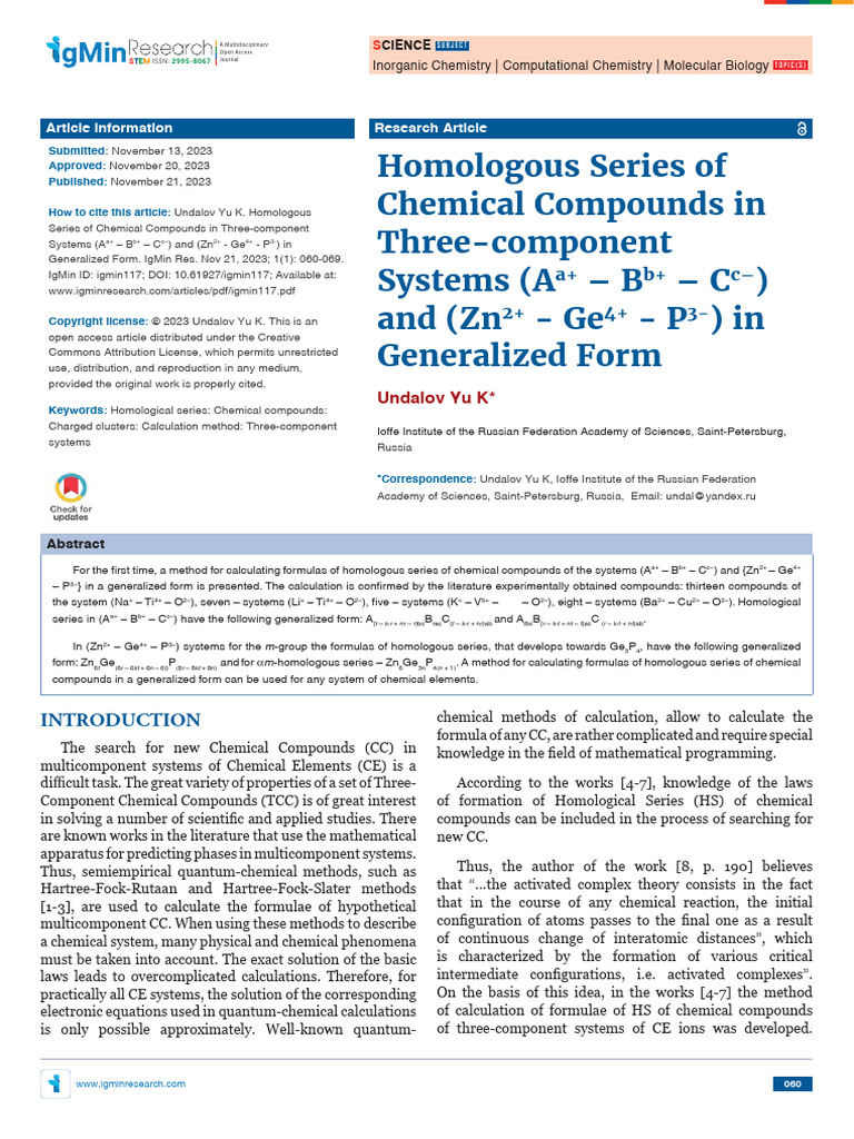 Homologous Series of Chemical Compounds in Three-Component Systems (Aa+ ...