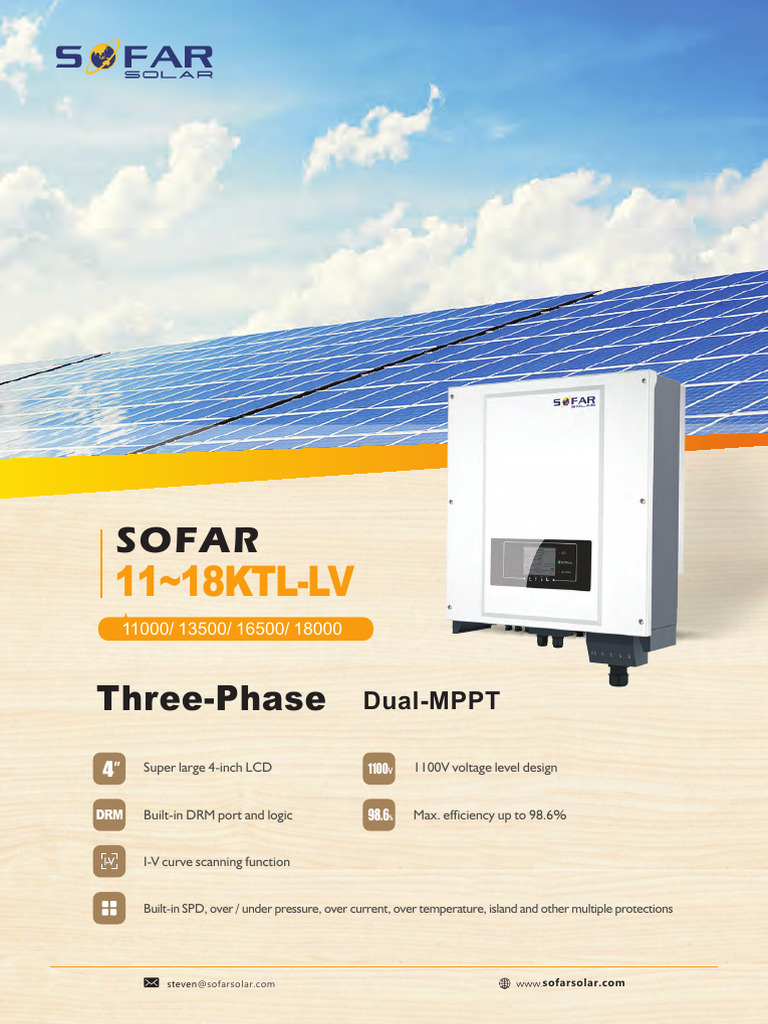Sofar 11000 18000TL-LV - Datasheet | PDF | Electrical Equipment | Electromagnetism