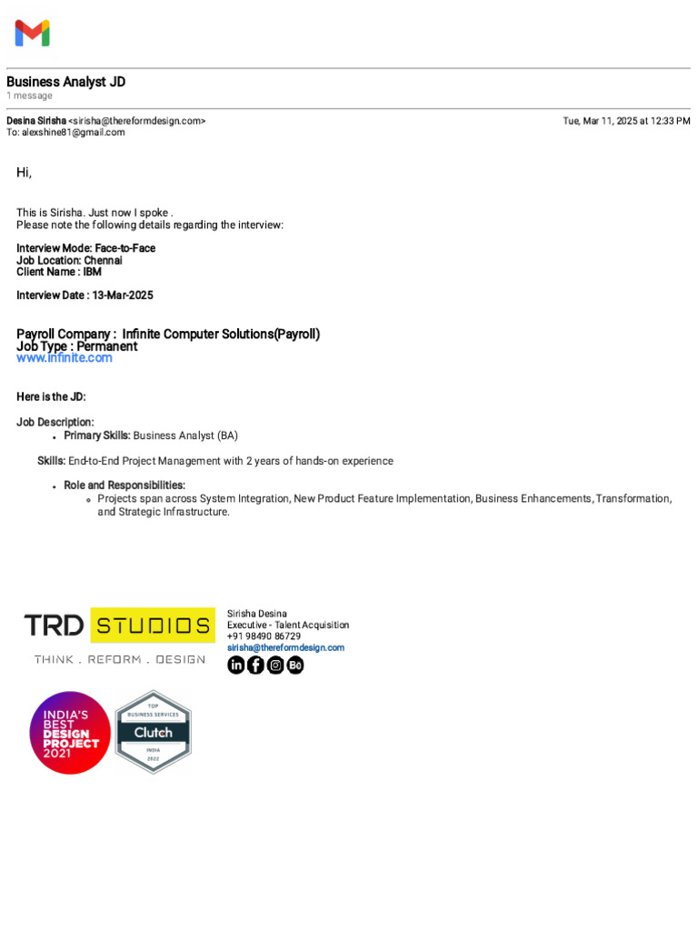 Gmail - Business Analyst JD | PDF