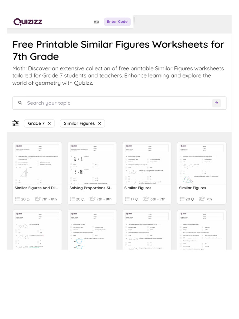50+ Similar Figures worksheets for 7th Grade on Q… | PDF