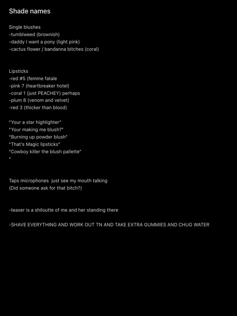 Unique Makeup Shade Names List | PDF