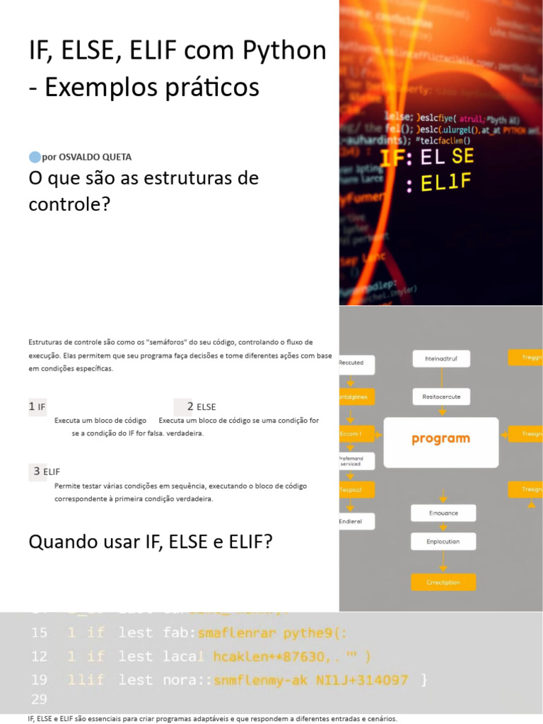 If ELSE ELIF Com Python Exemplos Praticos | PDF | Python (linguagem de ...