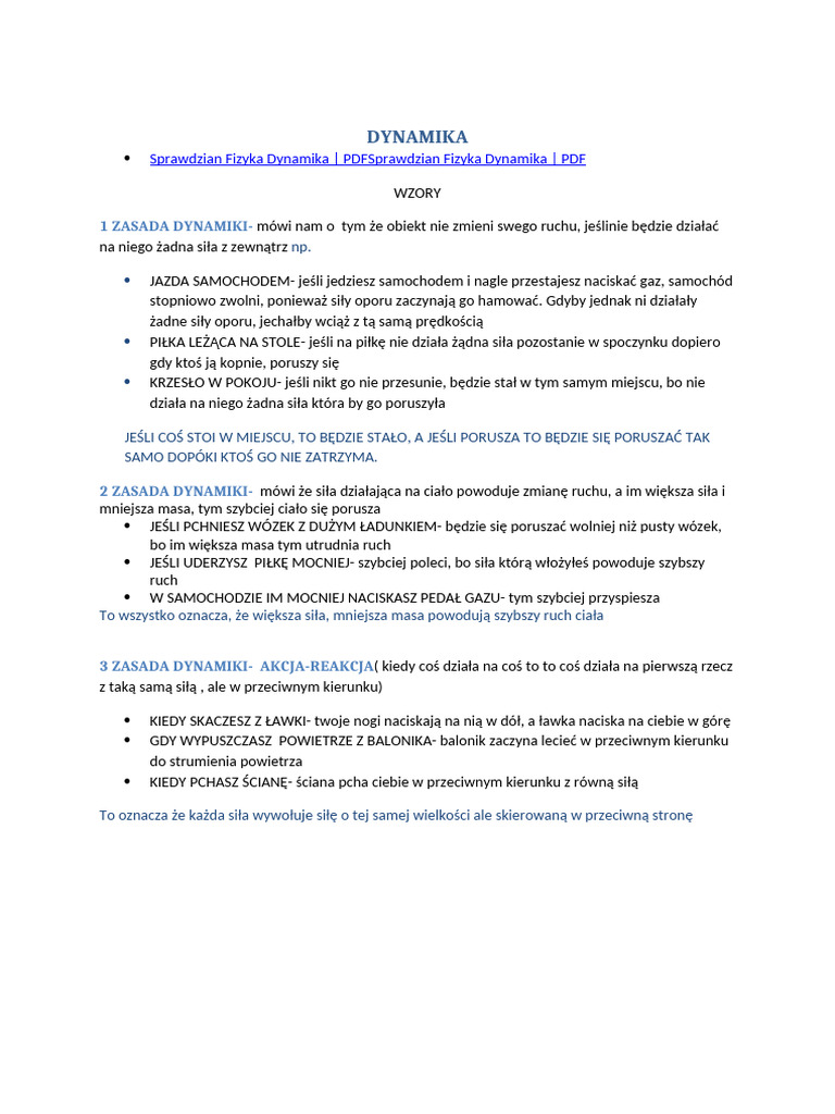 Fizyka Dynamika | PDF