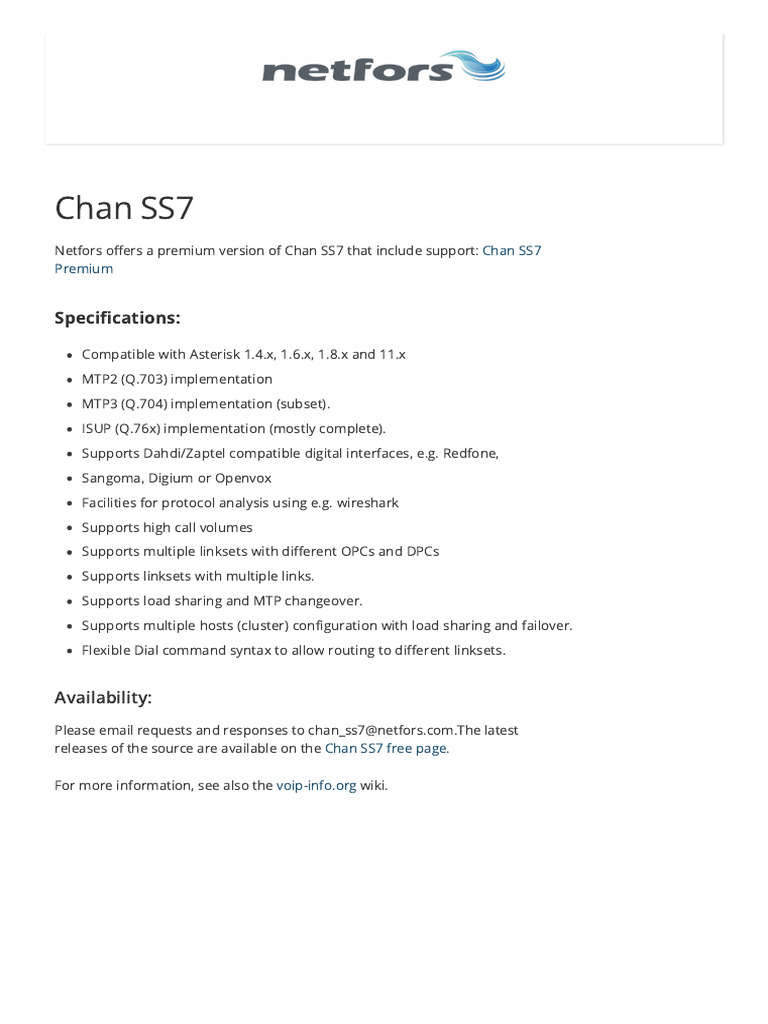 Chan SS7 - Netfors | PDF