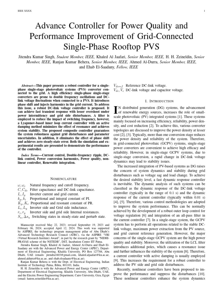 Robust Controller for Grid-Connected PVS | PDF | Control Theory | Power ...