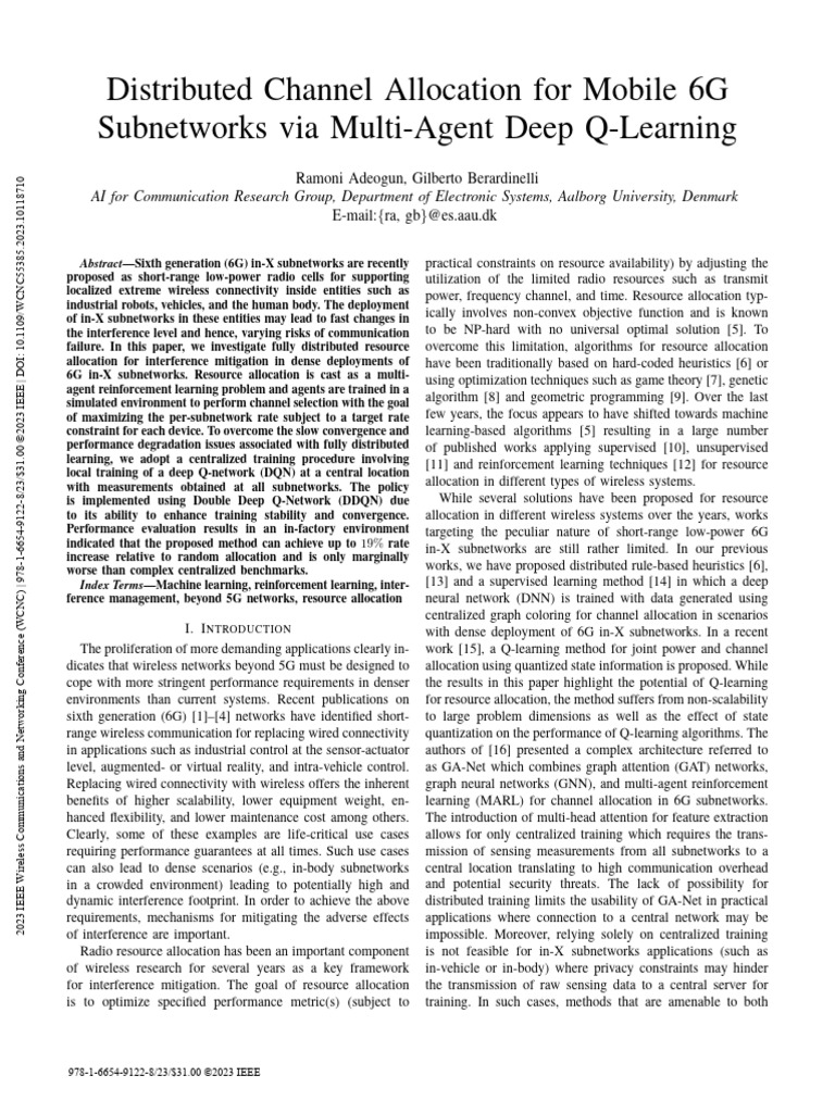 Distributed_Channel_Allocation_for_Mobile_6G_Subnetworks_via_Multi-Agent_Deep_Q-Learning | PDF ...