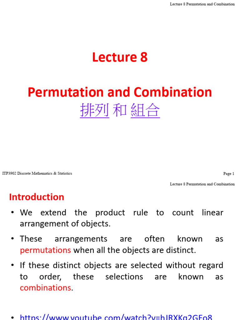 ITP3902_DMS_Lec_8_Permutation_and_Combination | PDF | Permutation ...