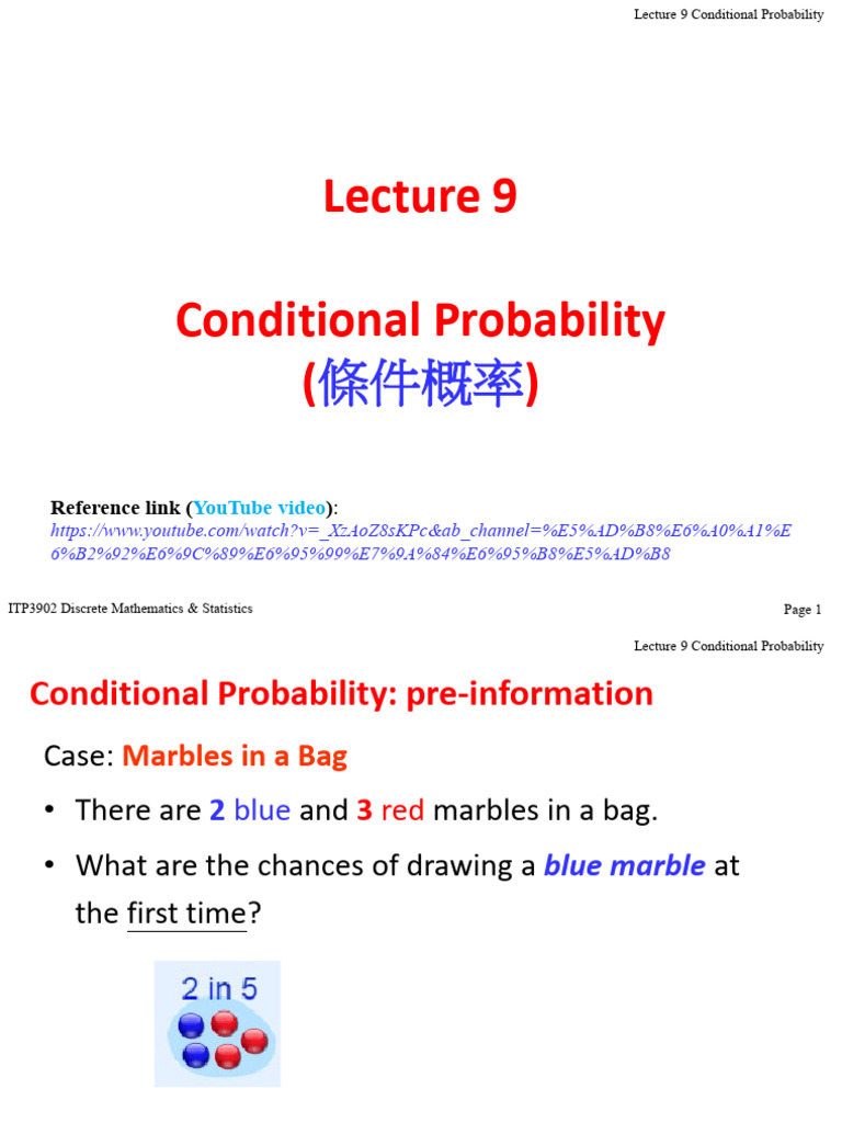 ITP3902 DMS Lec 9 Conditional Probability | PDF | Probability | Probability And Statistics