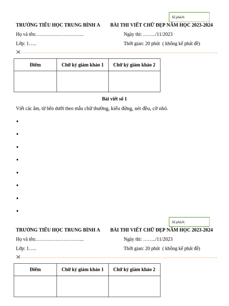 Giay Viet Chu Dep 2023-2024 Lop 1 - Bai 1 | PDF