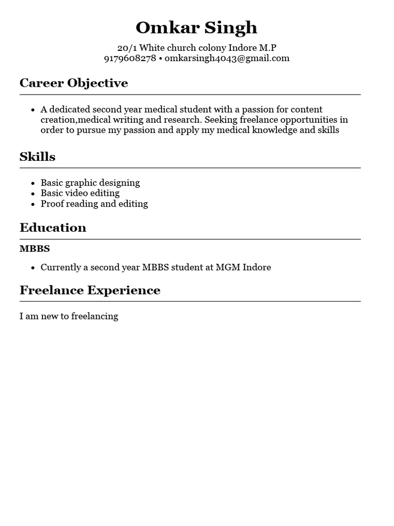 Resume Omkar Singh | PDF
