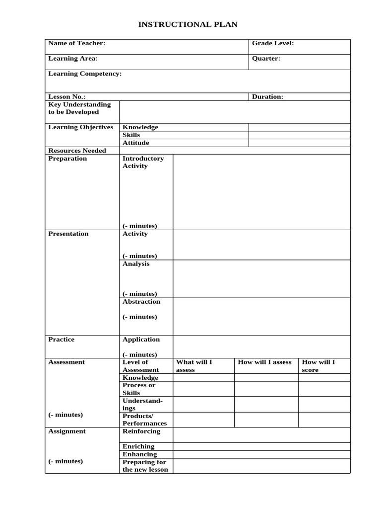 I PLAN Template 1 | PDF