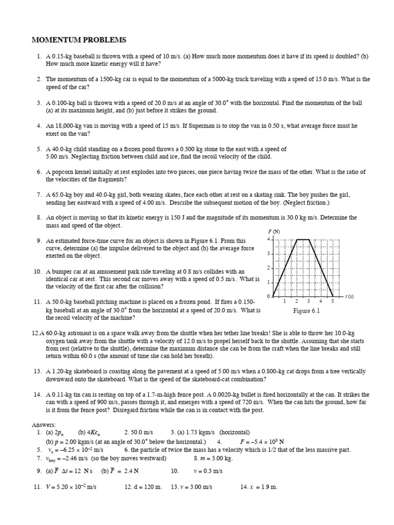 Momentum Practice 2 Pages With Answers | PDF | Momentum | Force