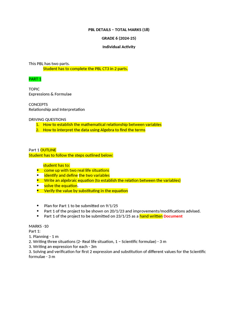 PBL CT3 GR6 Edited New | PDF | Equations | Variable (Mathematics)