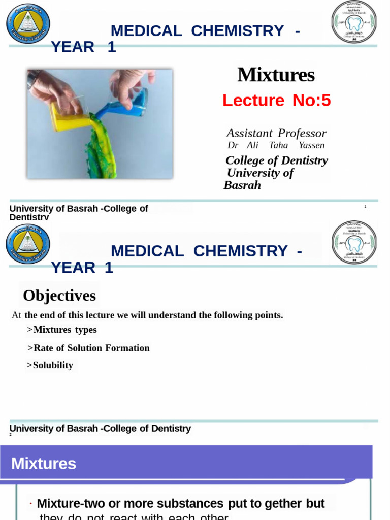 Mixtures Solutions, Colloids and Suspensions Part 1 (1) نظري 5 | PDF ...