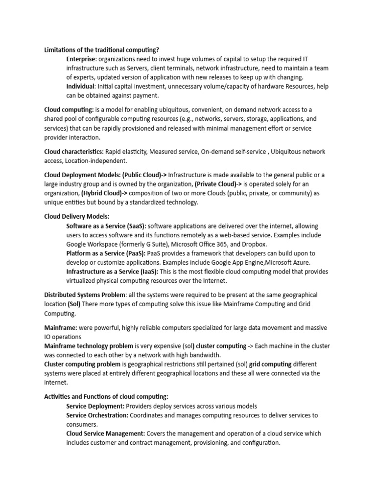 Limitations of Traditional Computing Systems | PDF | Cloud Computing ...