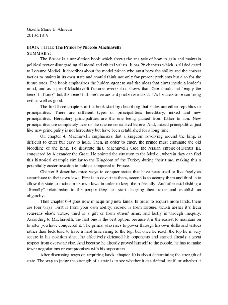 The Prince Book Review | PDF | The Prince | Niccolò Machiavelli
