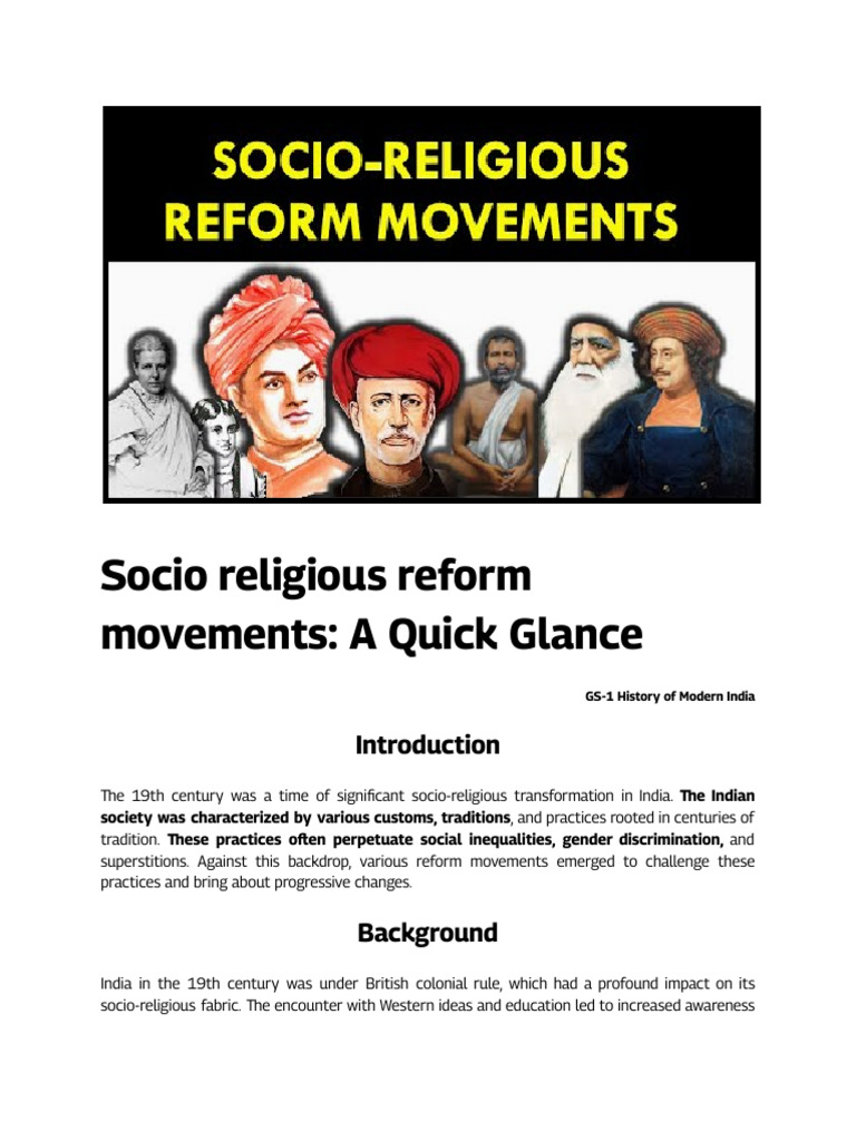 Socio religious Reform movements_ A Quick Glance | PDF