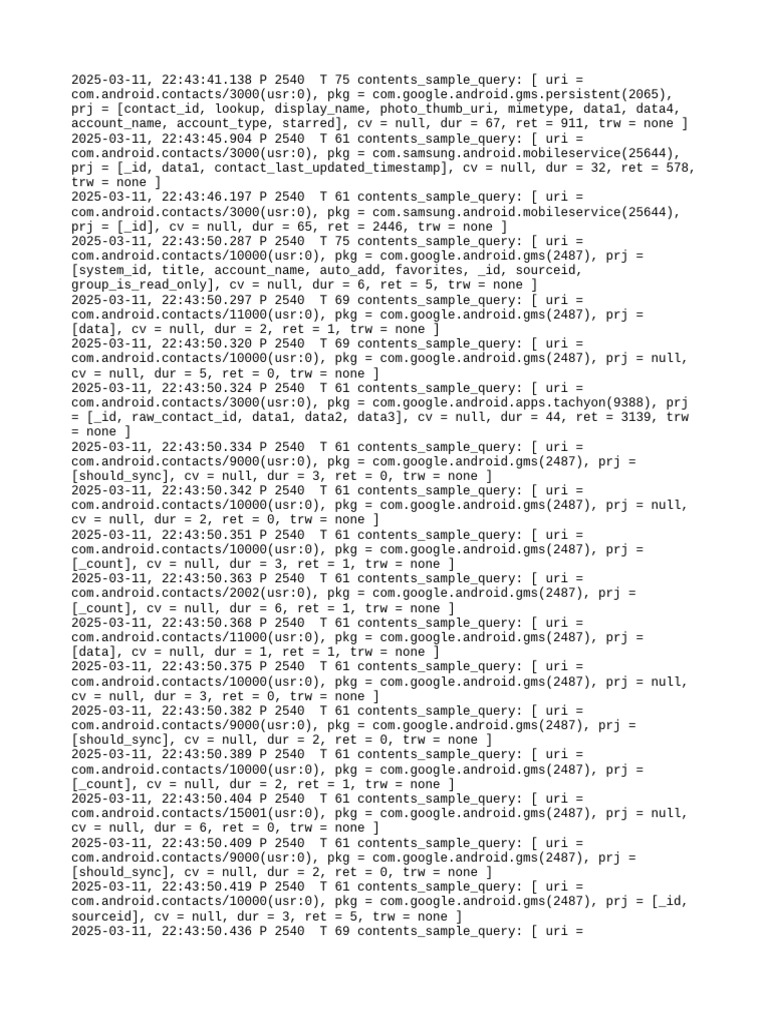 Android Contacts Query Log Analysis | PDF