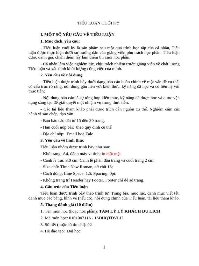 2. Huong dan lam Bai tap lon Mon Tam ly khach du lịch | PDF