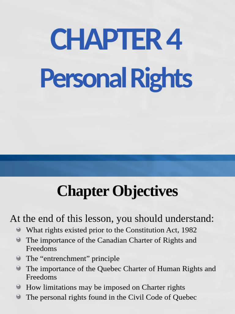 Chapter 4 Personal Rights | PDF | Justice | Crime & Violence