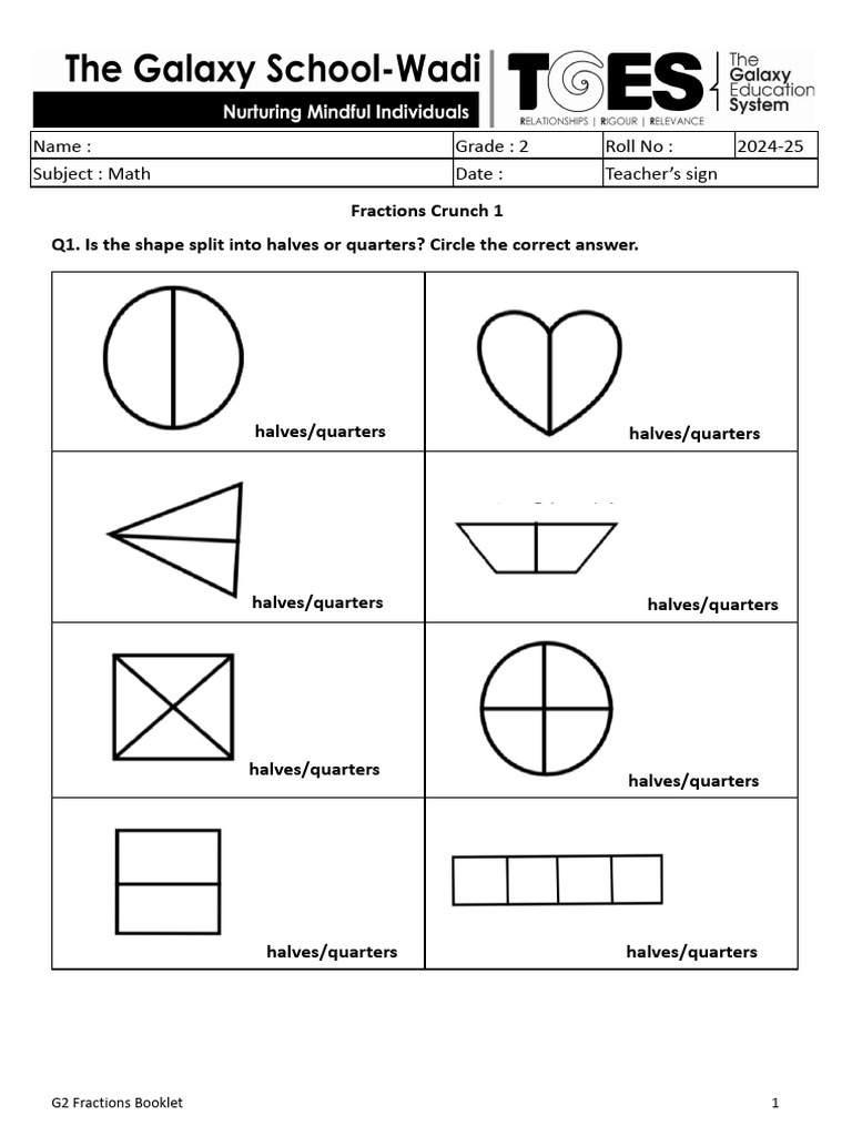 Grade 2 Fractions Practice Workbook | PDF | Elementary Mathematics ...