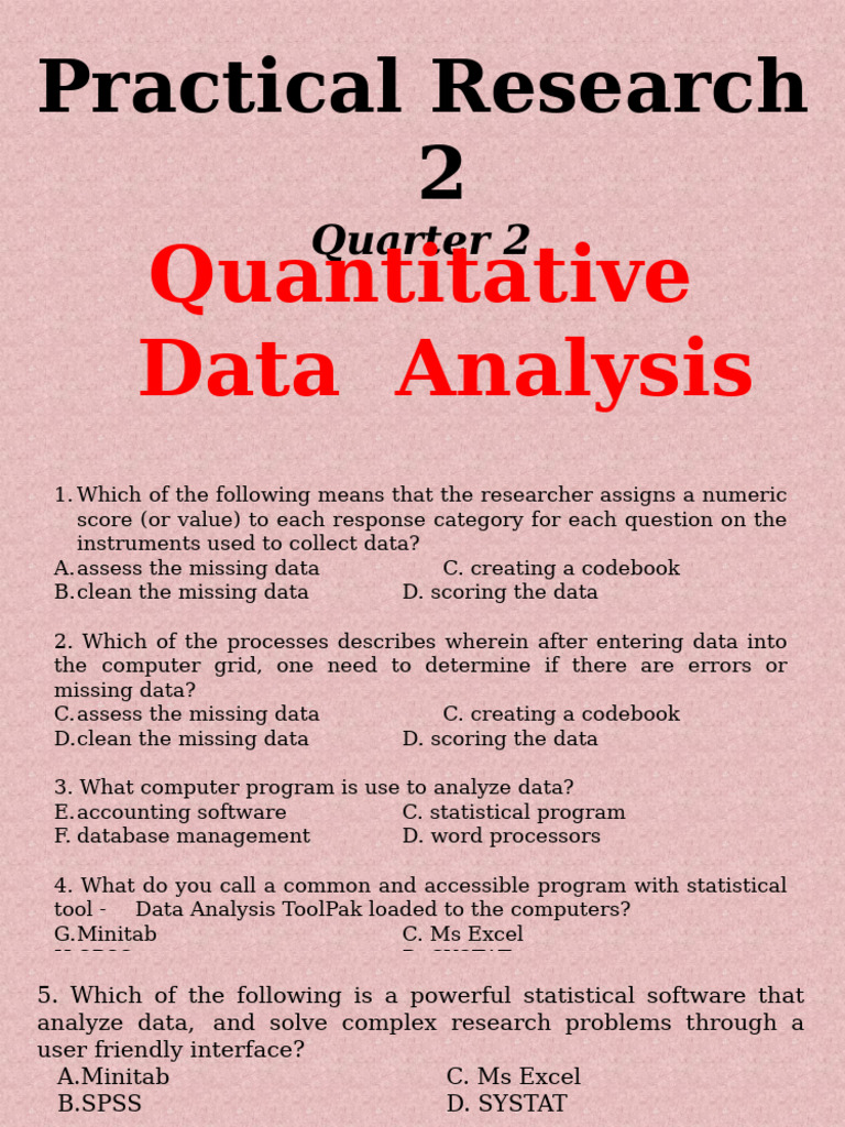 Quantitative Data Analysis Guide | PDF | Data Analysis | Data