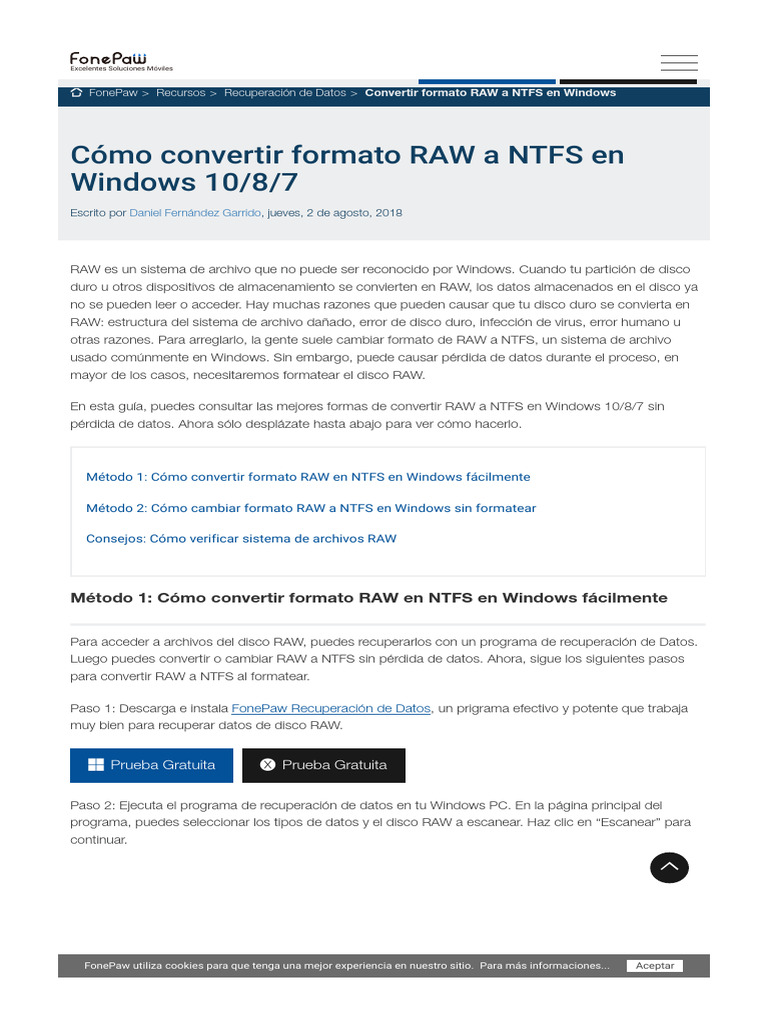 Convertir RAW a NTFS sin perder datos | PDF | Archivo de computadora ...