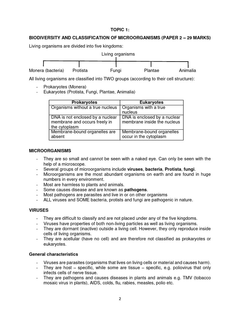 p2 - Biodiversity and Classification of Microorganisms | PDF ...