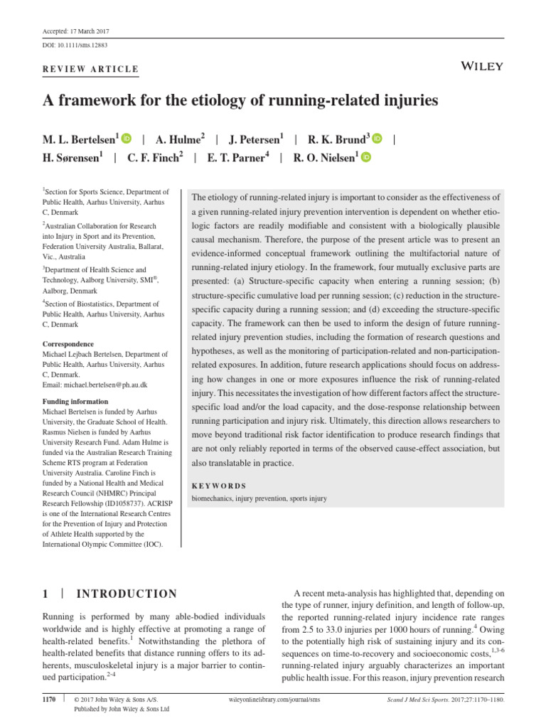 A Framework For The Etiology of Running-Related Injuries | PDF ...