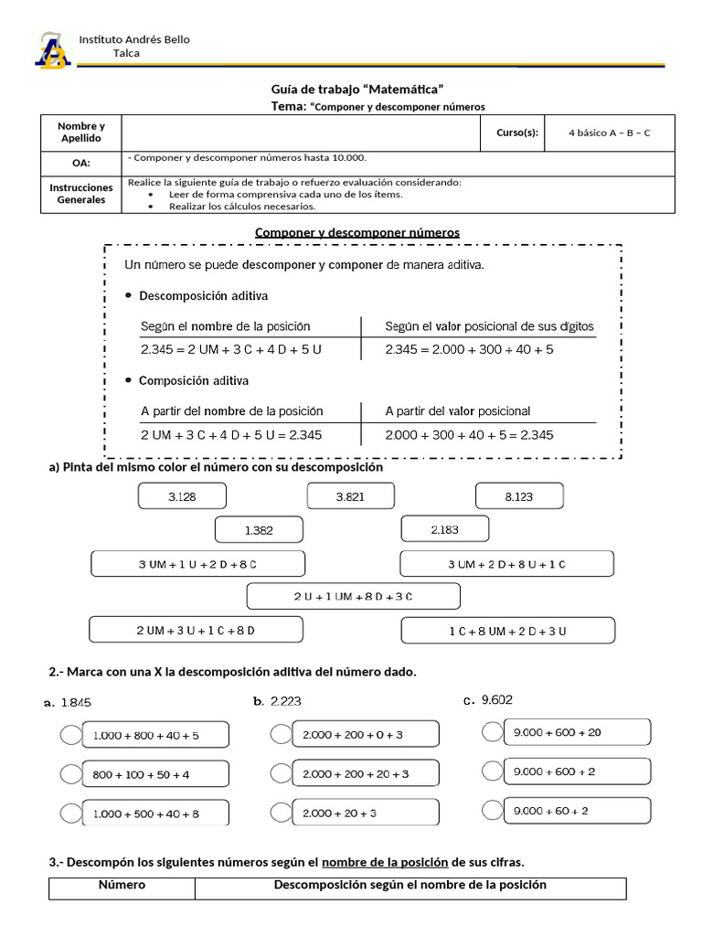 3.- Componer y descomponer números | PDF