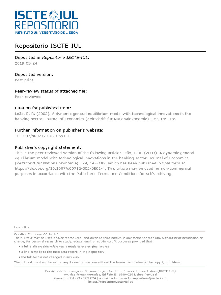 A Dynamic General Equilibrium Model With Technological Innovations in ...