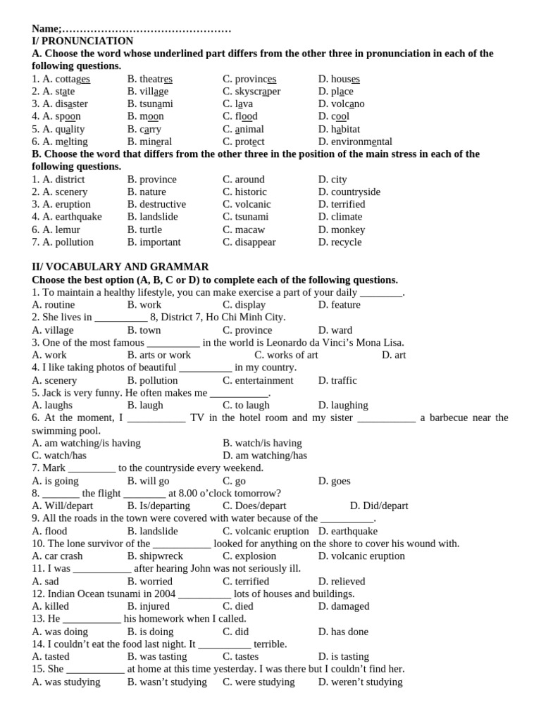 ĐCƯƠNG HK1 | PDF | Tsunami | Volcano