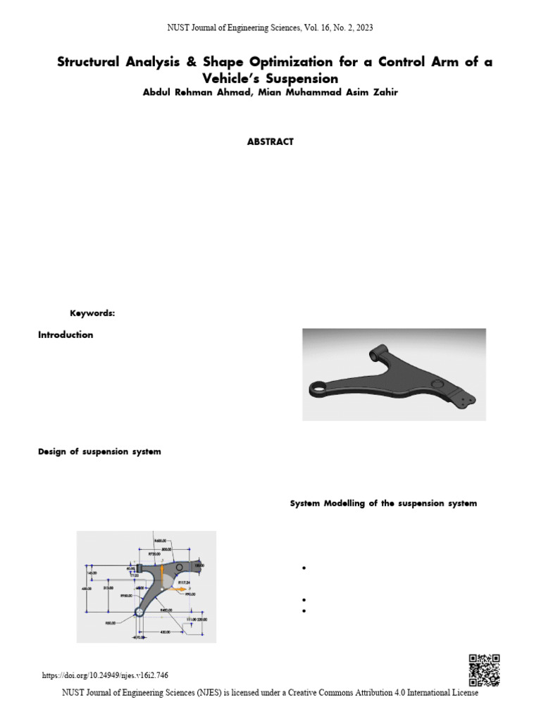 Structural Analysis Shape Optimization For A Contr | PDF | Force | Strength Of Materials