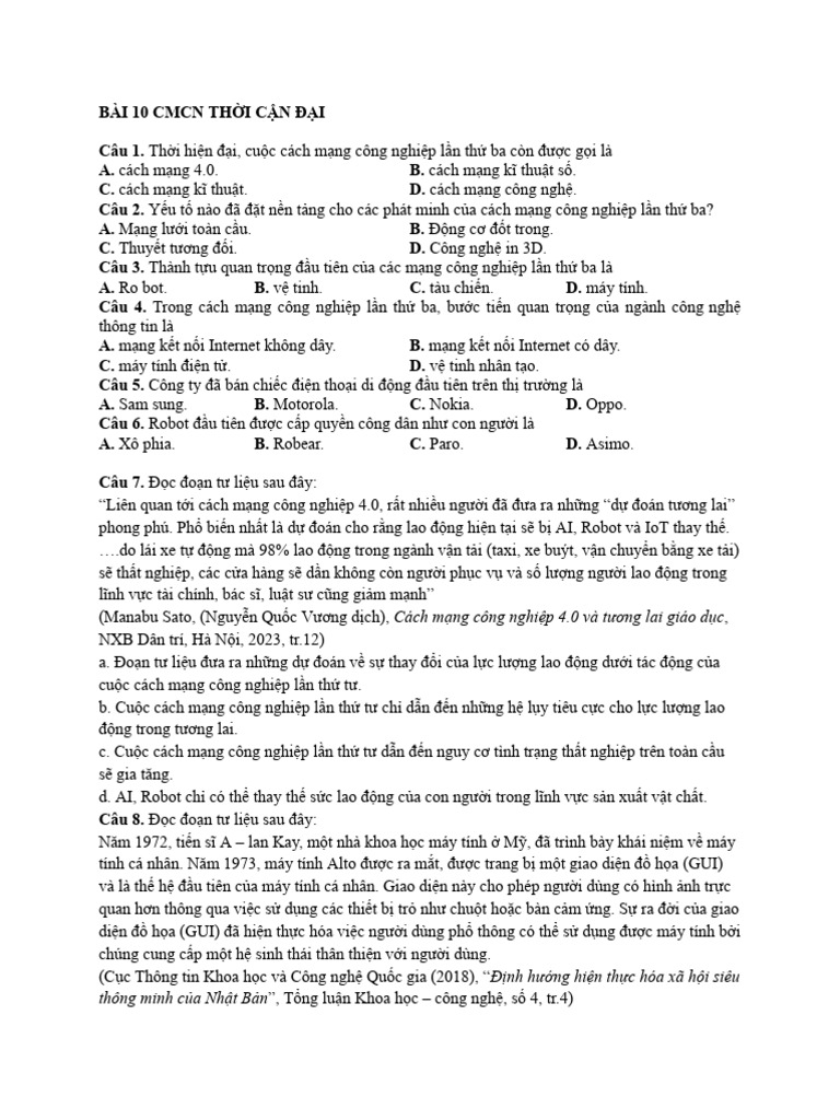 ôn tập K10 HS | PDF