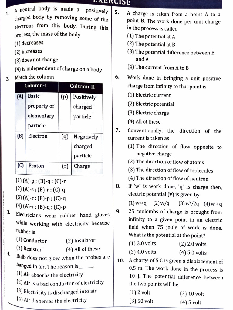 Electric Current and Effect Advance Questions | PDF | Electric Charge ...