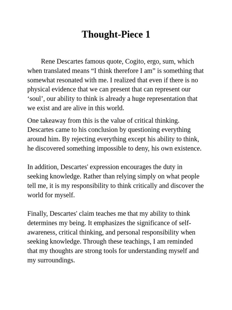 Thought Piece 1 - GED0019 | PDF