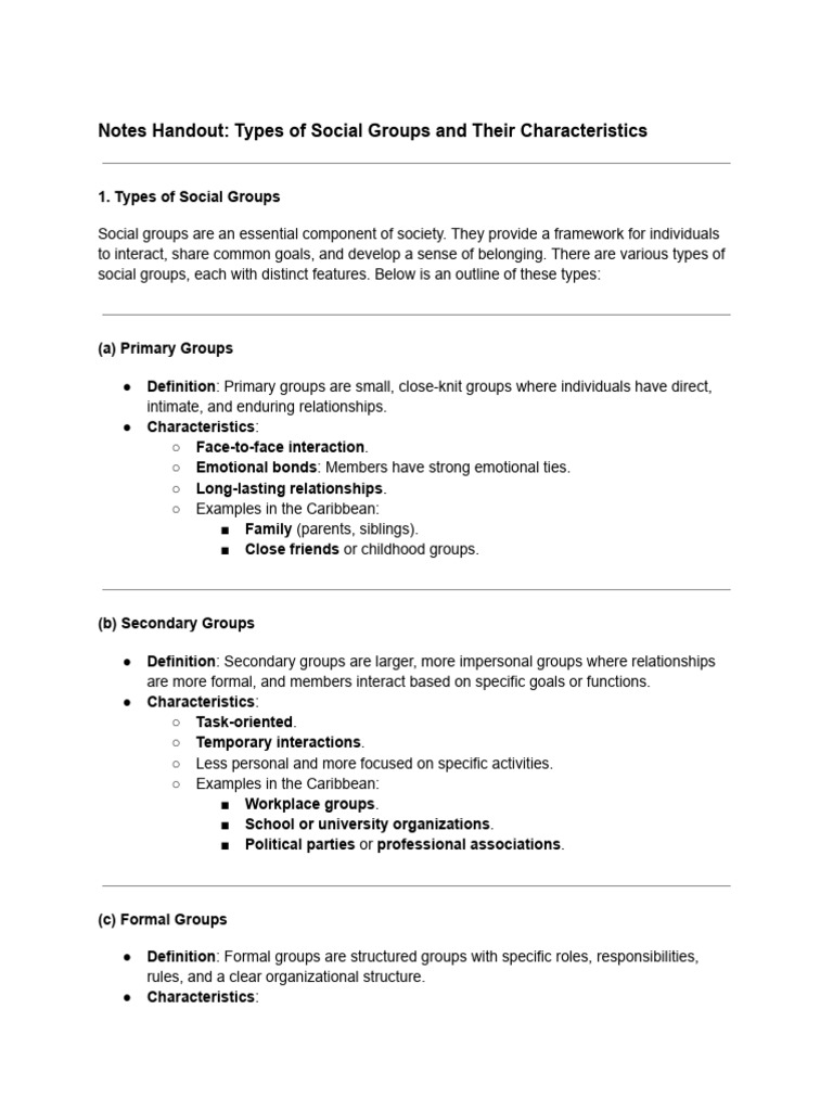 Social Groups Types and Characteristics | PDF | Social Group | Liberal ...