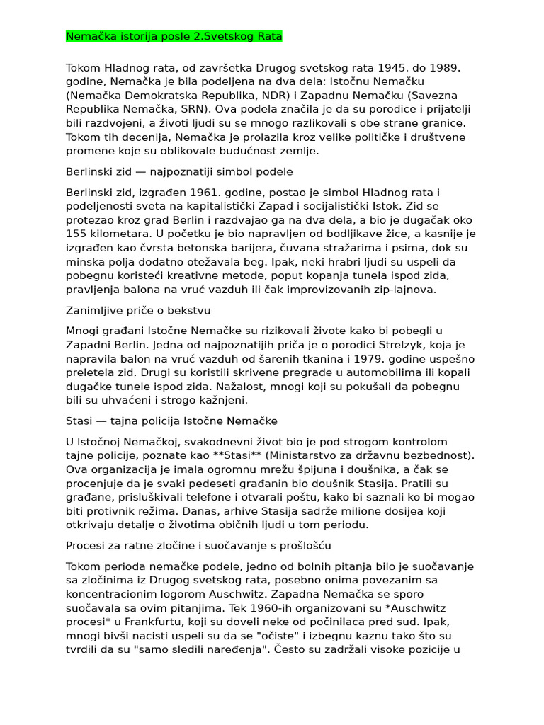 Tekst o Istoriji Nemacke | PDF