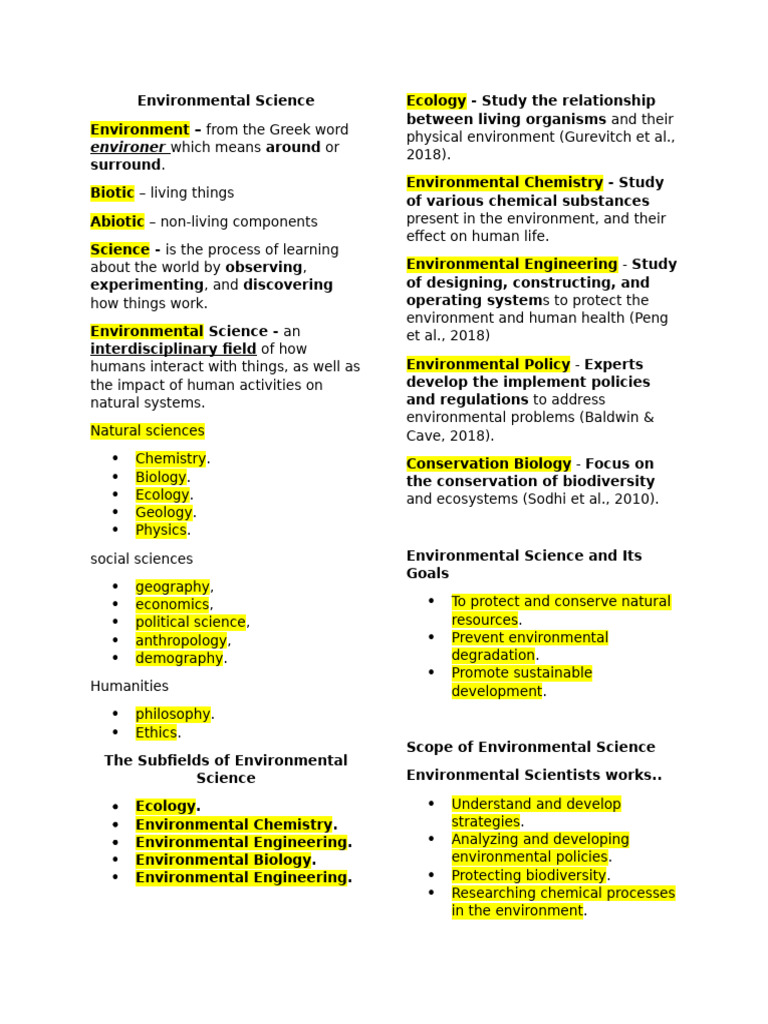 Overview of Environmental Science | PDF | Natural Environment ...