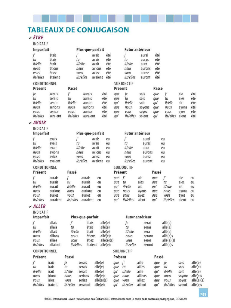 0 - Tableaux de Conjugaison | PDF