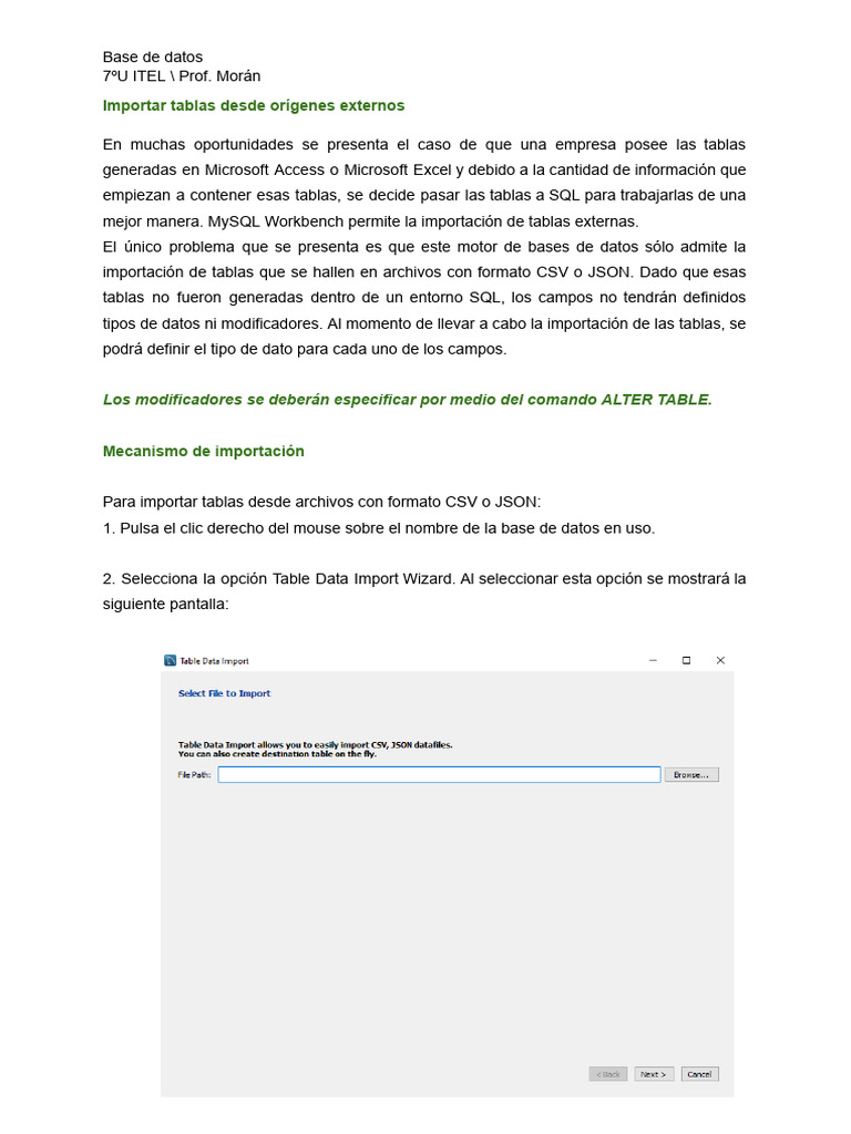 Importar Tablas | PDF | Bases de datos | Mi sql