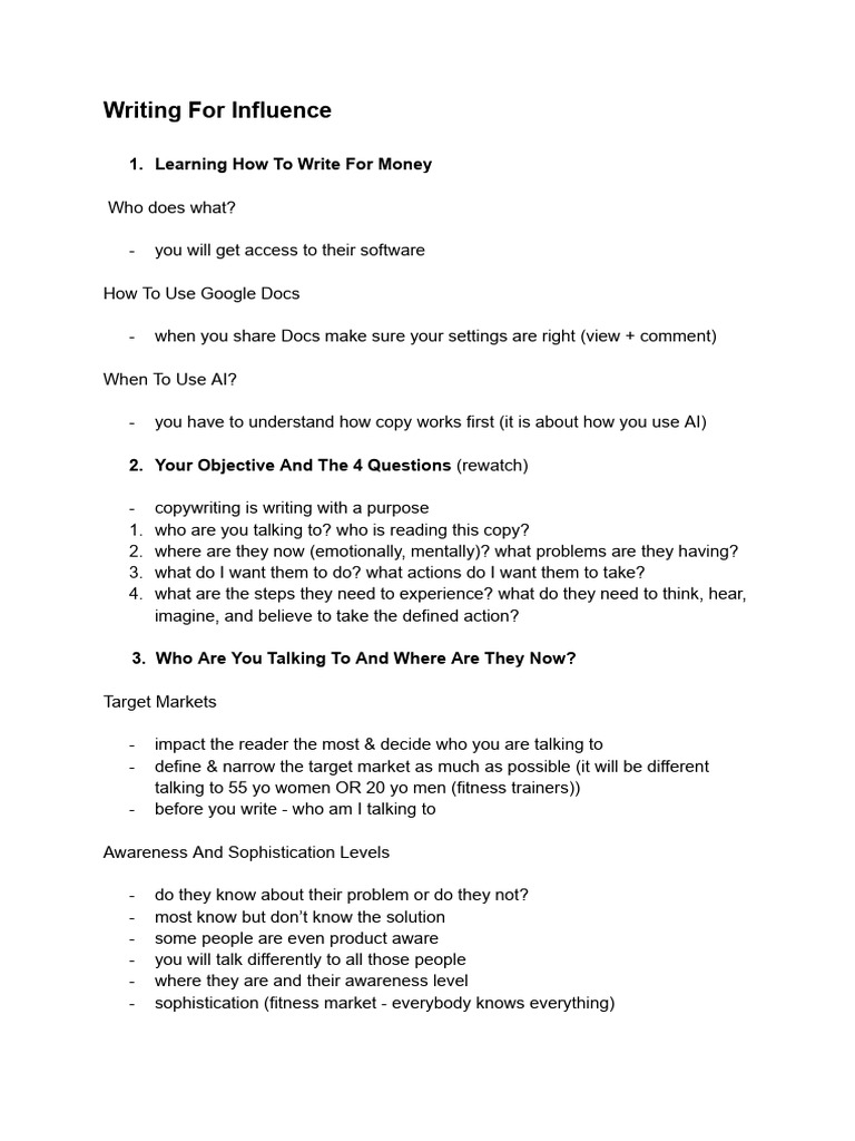 Writing For Influence (Notes) | PDF | Experience | Perception