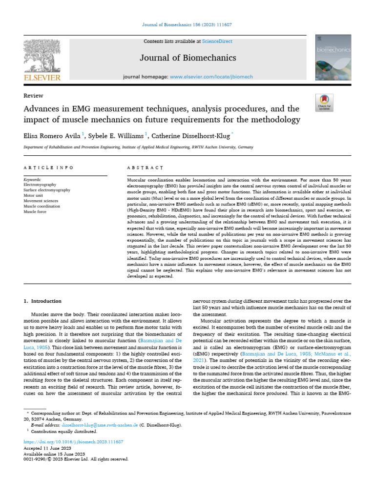 Advances in EMG Measurement Techniques, Analysis Procedures | PDF ...