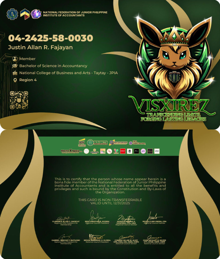 Justin Allan R. Fajayan_Membership Card | PDF